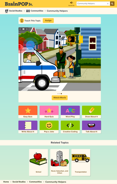 Social Studies @ BrainPOP Jr. – ETC Educational Technology Connection ...