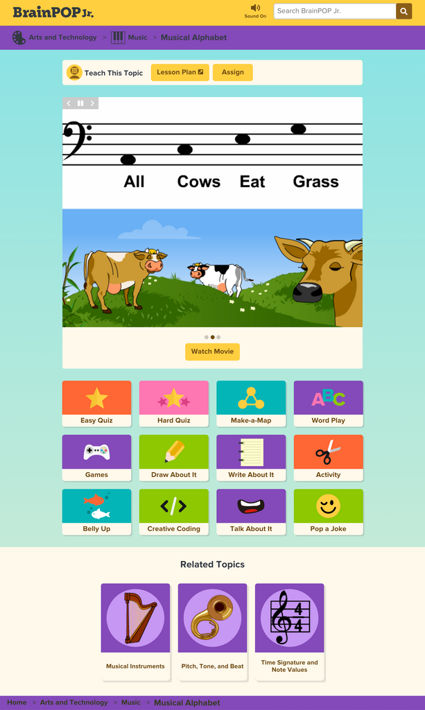 Art and Music @ BrainPOP Jr. – ETC Educational Technology Connection ...